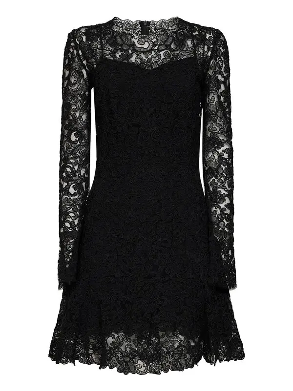 ERMANO SCERVINO Ermanno Scervino Black Rebrodé Lace Mini Dress - Multicolor