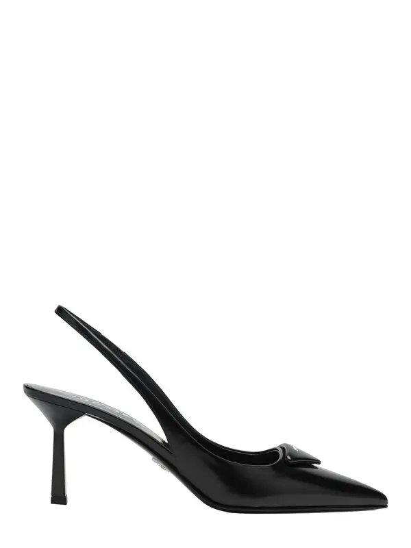Prada Brushed Leather Slingback Pumps - Black