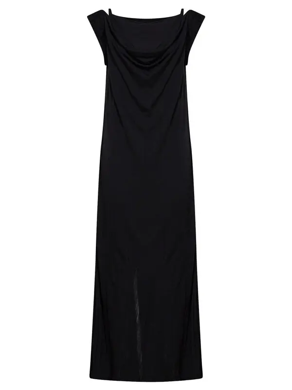 Bottega Veneta Black Viscose Crêpe Jersey Long Dress - Multicolor