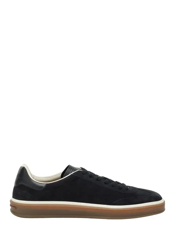 Loro Piana Navy Suede Tennis Sneakers - Blue
