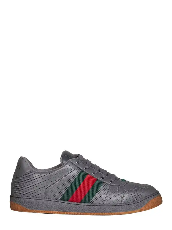 Gucci Dark Grey Perforated Leather Lace-up Sneakers - Multicolor