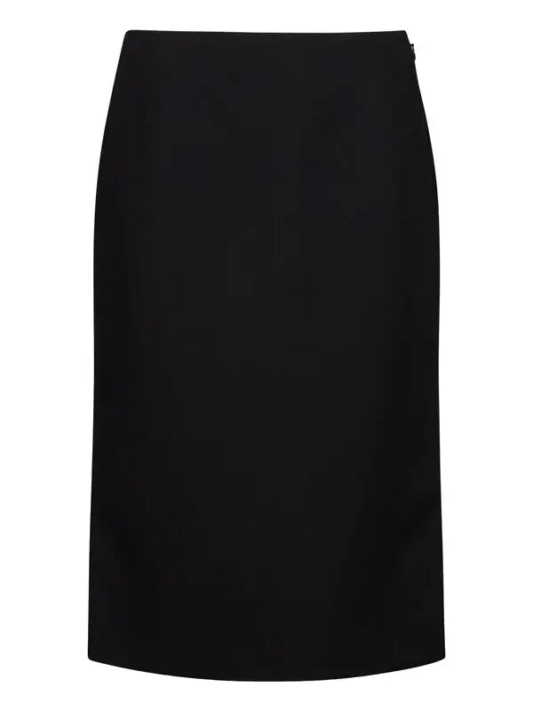 Fendi Black Wool And Silk Midi Pencil Skirt - Multicolor