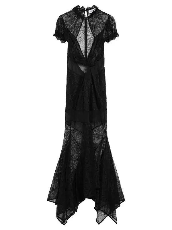 Attico Semi-sheer Lace Midi Dress - Black