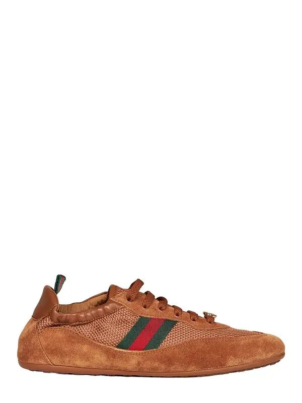 Gucci Brown Technical Fabric And Suede Sneakers - Multicolor