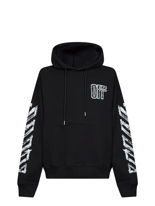 Off-White Black Cotton Motion Arrow Skate Zip-up Hoodie - Multicolor