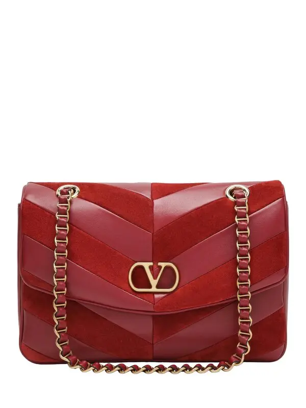 Valentino Garavani Djuna Medium Suede And Nappa Shoulder Bag - Red