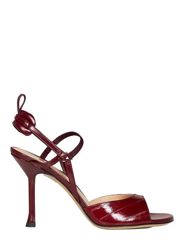 Fendi Burgundy Missinoide Leather Stiletto Sandals - Multicolor