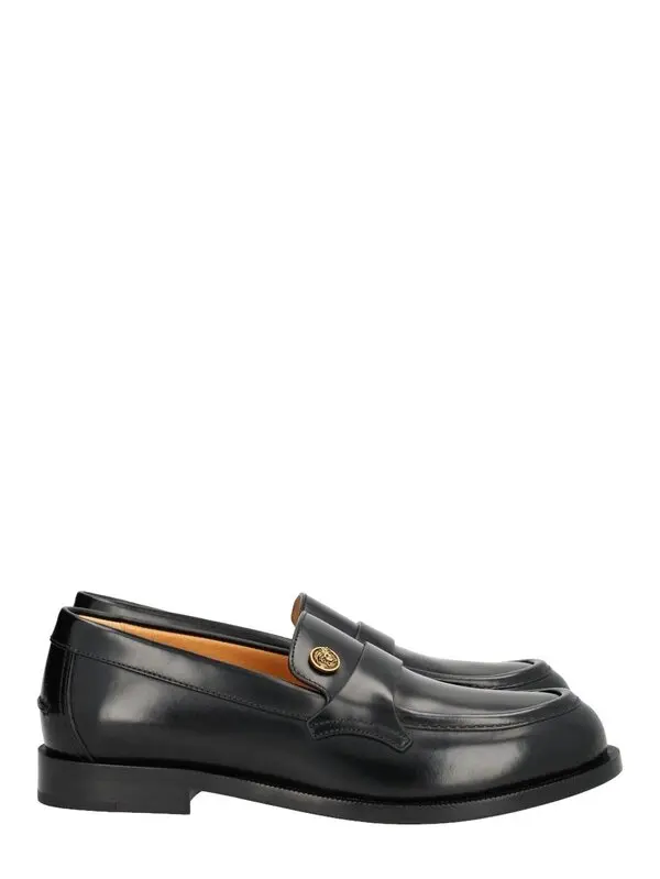 Versace Manu Moccasins In Brushed And Polished Calfskin With Medusa Welt - Black