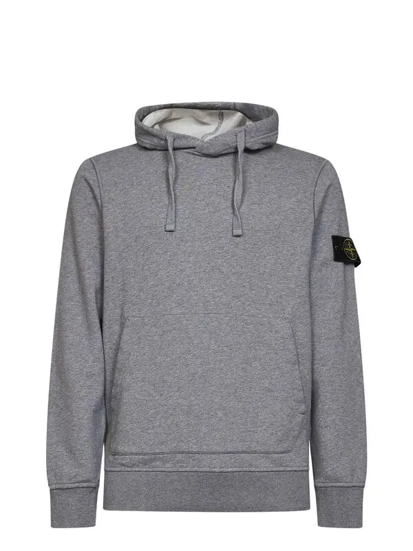Stone Island Mélange Grey Mélange Organic Cotton Hoodie - Multicolor