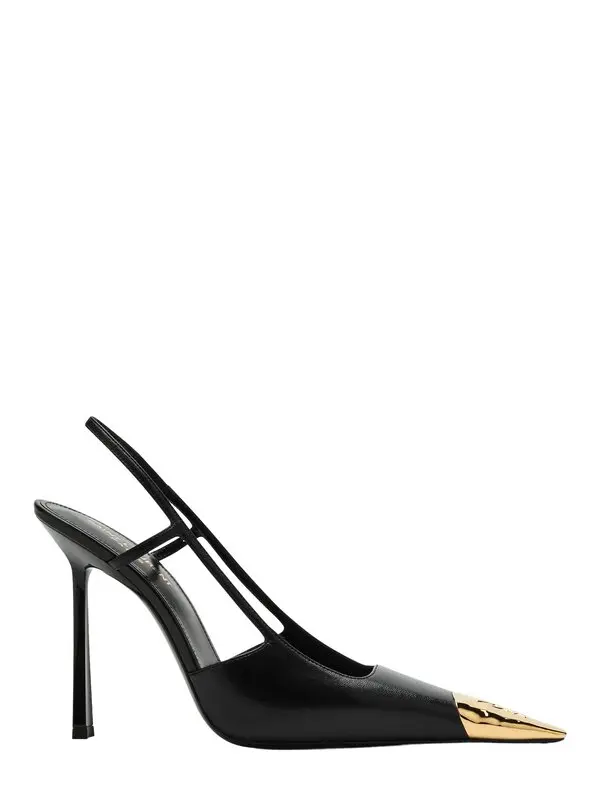 Saint Laurent Jeanne Slingback Pumps In Leather - Black