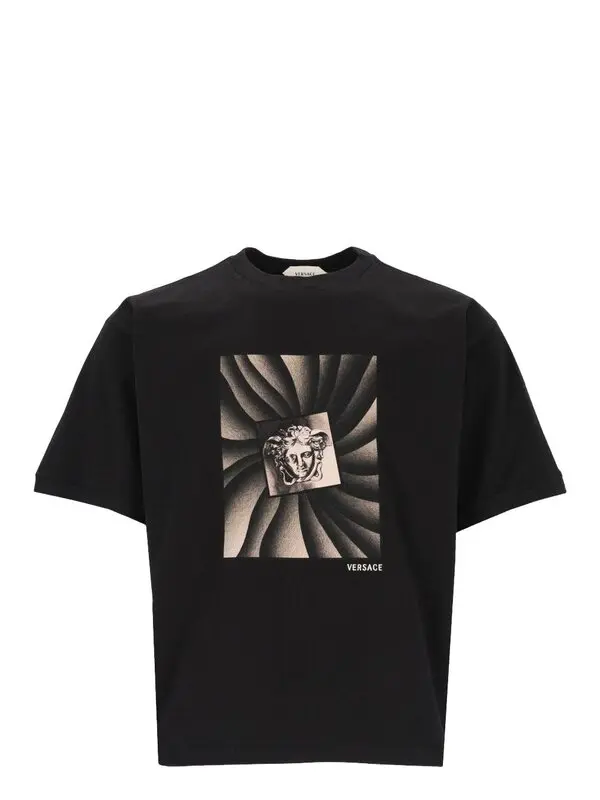 Versace Regular-fit Cotton Jersey T-shirt With Print - Black