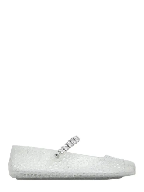 JIMMY CHOO Jelly Transparent Ballet Flats With Crystals - Silver
