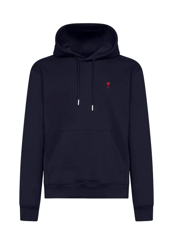 AMI Paris Midnight Blue Cotton De Cœur Hoodie - Multicolor