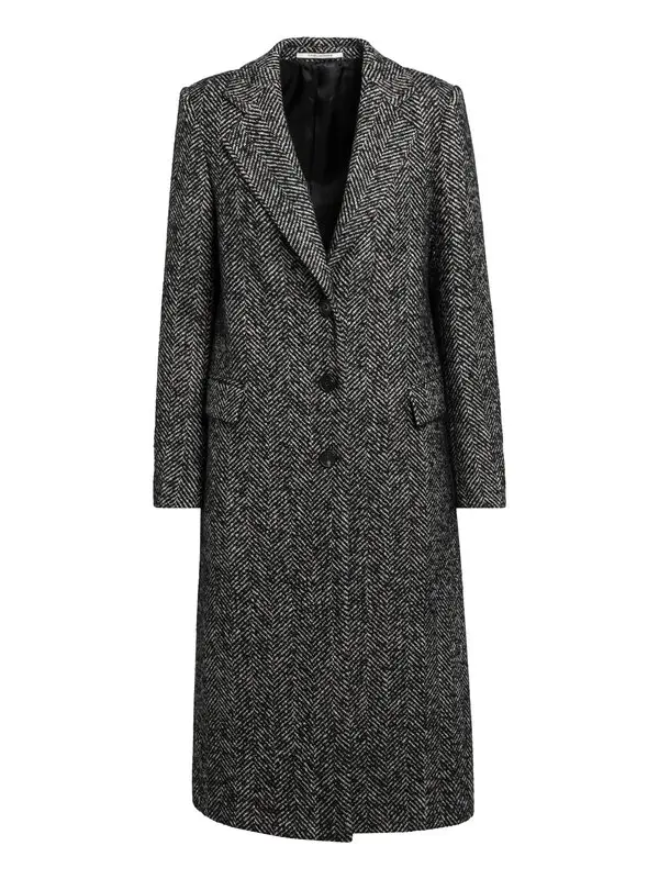 Tagliatore Single-breasted Herringbone Wool Blend Coat - Black
