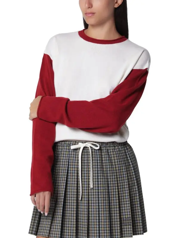 Guest In Residence Baseball Oversized Crew Sweater In Cream/carmine Red Cashmere - Multicolor