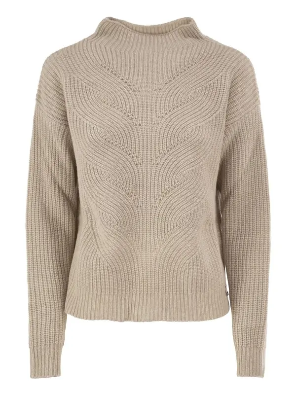 Herno Pure Wool Textured Knit High Neck Jumper - Cream