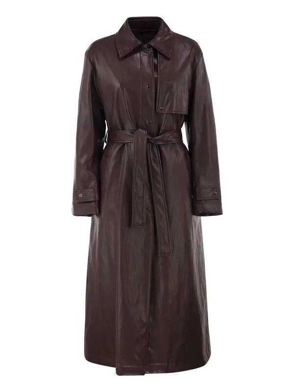 Herno Long Belted Leather-effect Coat - Multicolor