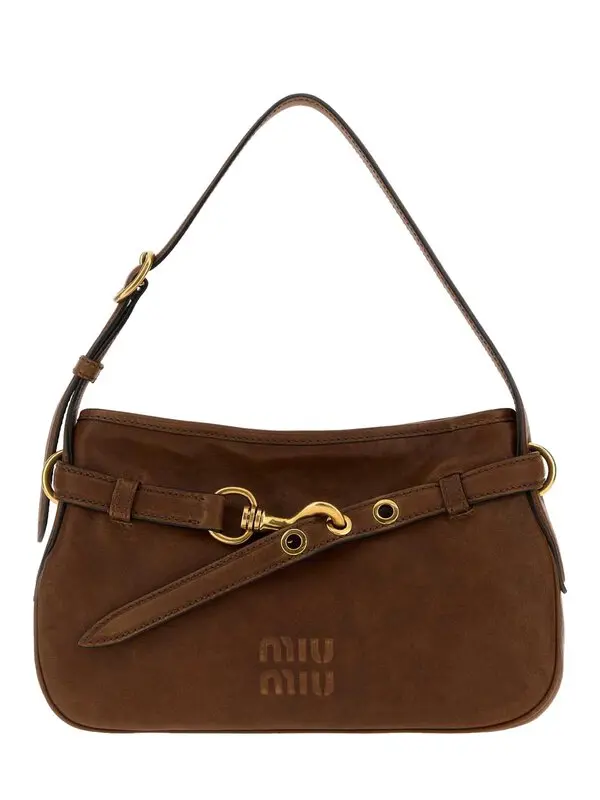 Miu Miu Nappa Leather Aventure Shoulder Bag - Brown