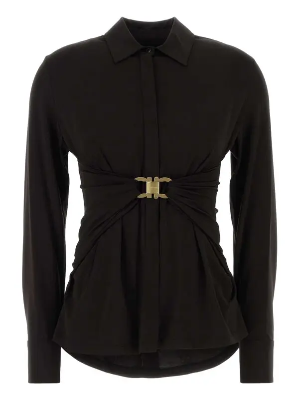 FERRAGAMO Stretch Viscose Shirt - Brown