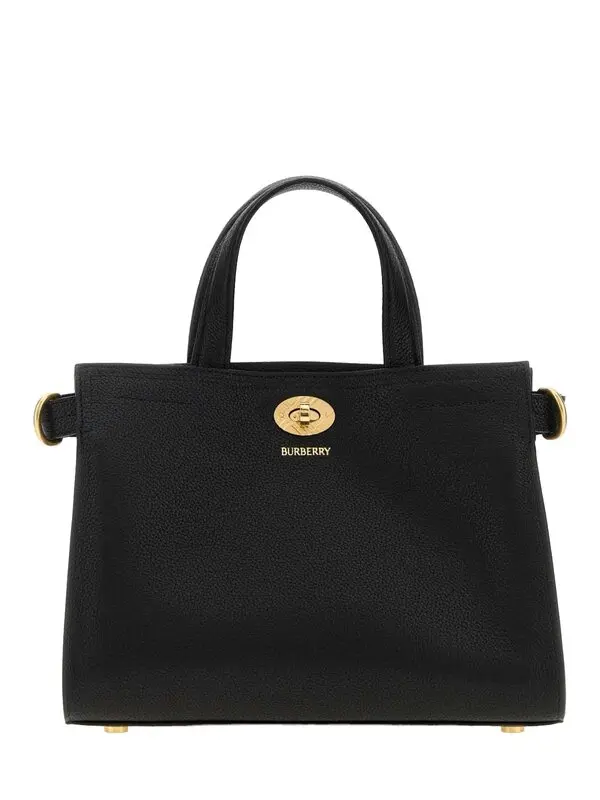 Burberry Leather Cotswolds Check Handbag - Black