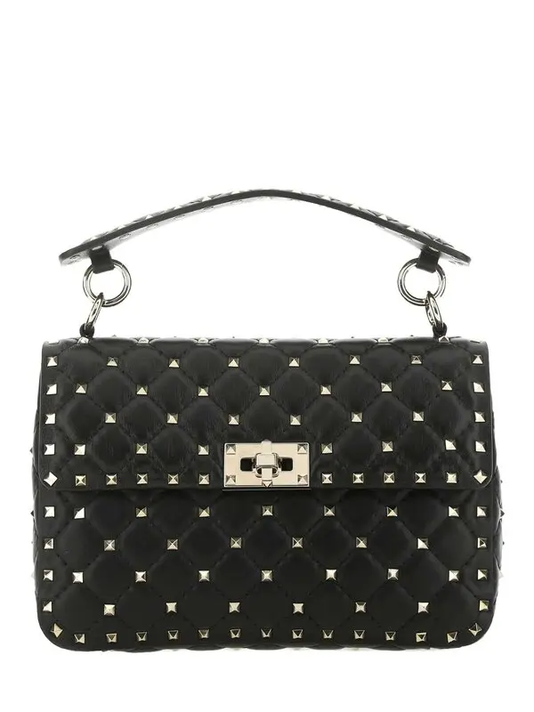 Valentino Garavani Nappa Leather Medium Rockstud Spike Handbag - Black
