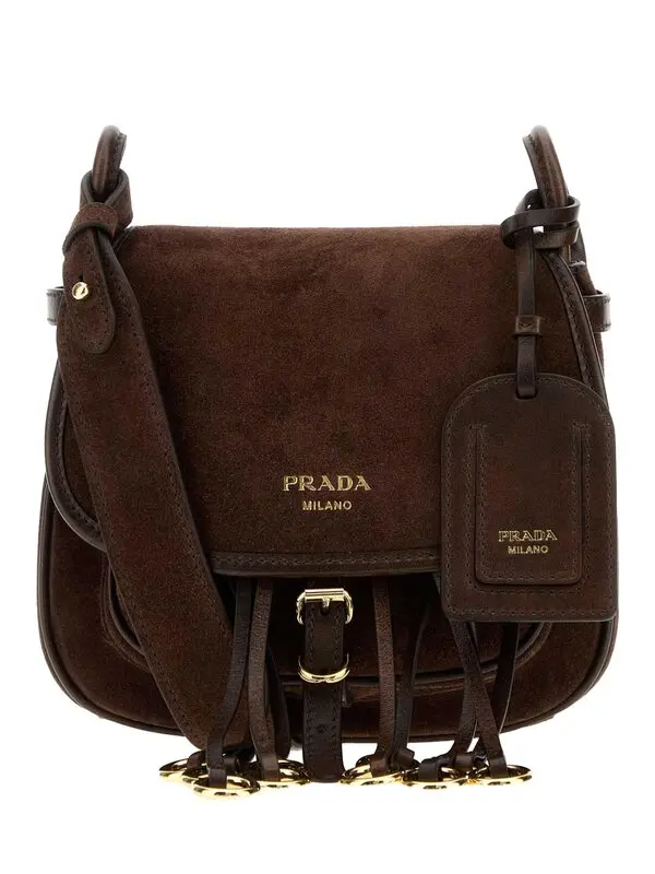 Prada Suede Corsaire Crossbody Bag - Brown