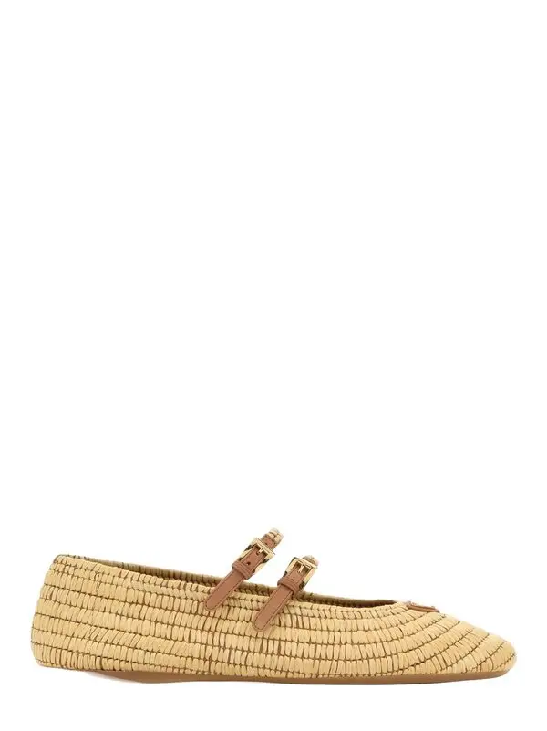 Prada Raffia Ballerina Flats - Brown