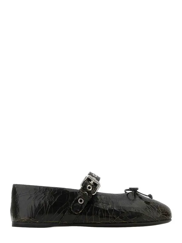 Miu Miu Leather Ballerinas - Black