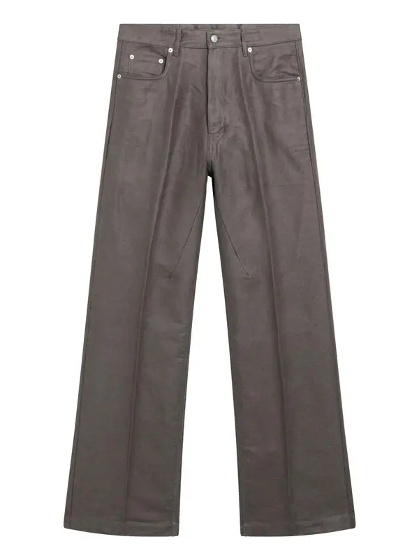 Rick Owens Taupe Ramie And Cotton Blend Wide Leg Trousers - Gray