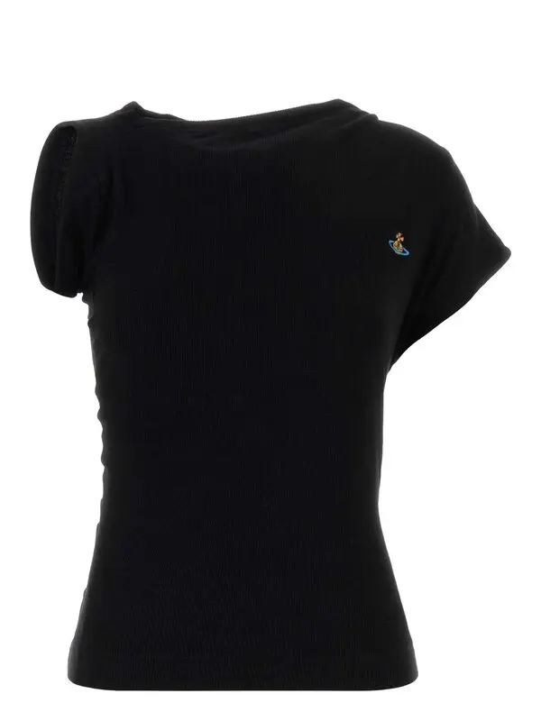VIVIENNE WESTWOOD Ribbed Cotton T-shirt - Black