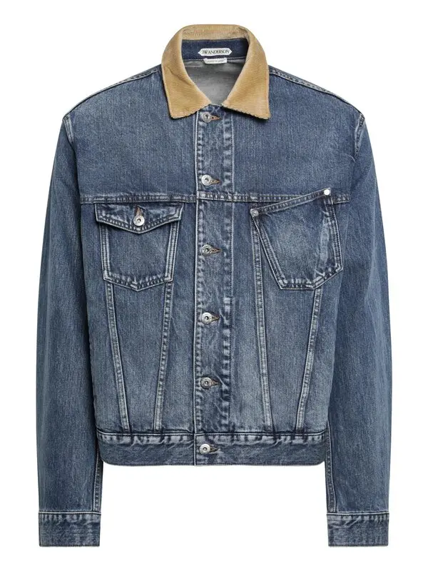 JW Anderson Denim Jacket With Corduroy Collar - Blue