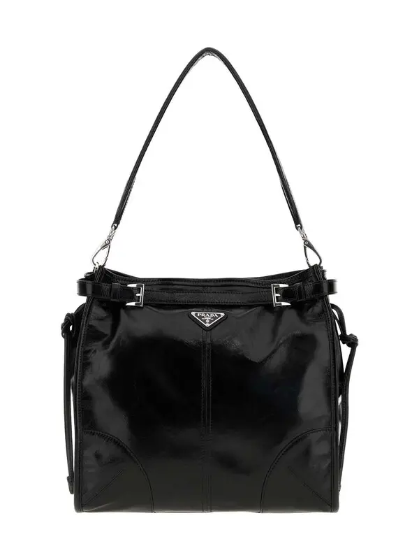 Prada Leather Bonnie Shoulder Bag - Black