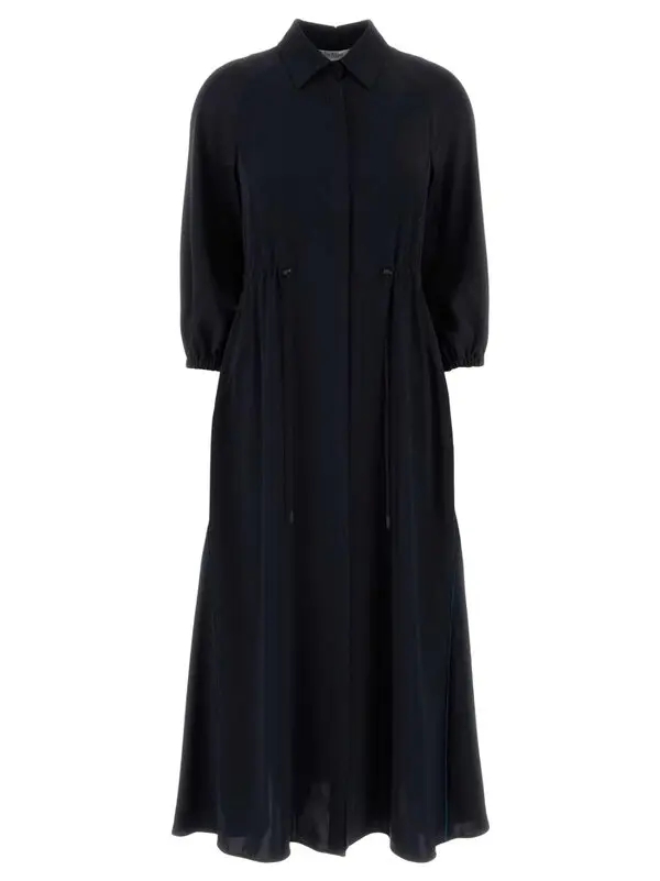 Max Mara Midnight Crepe Pelota Dress - Blue