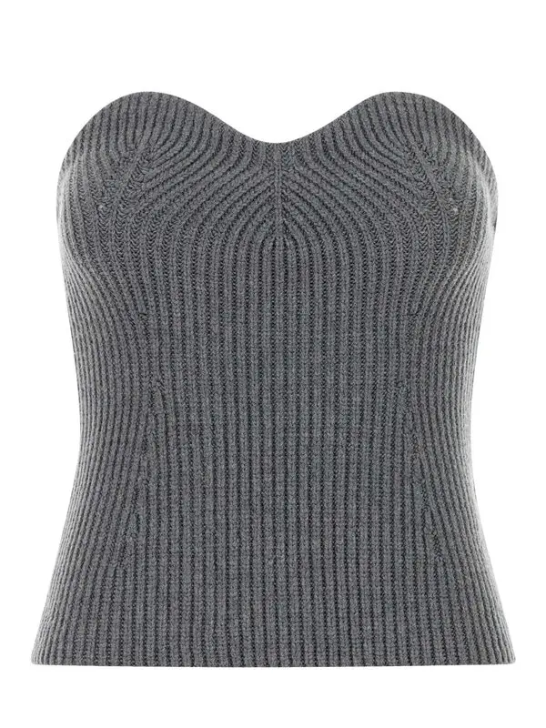 JIL SANDER Grey Wool Blend Bodice - Gray