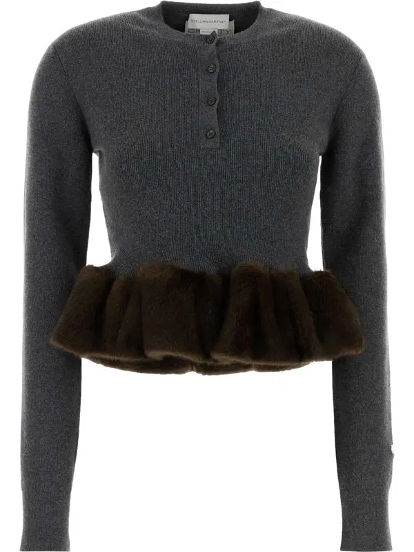 Stella McCartney Dark Grey Stretch Wool Blend Sweater - Gray