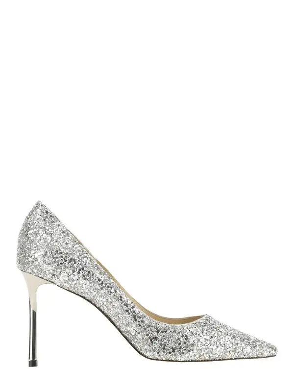 JIMMY CHOO Embellished Leather Roma 85 Pumps - Silver