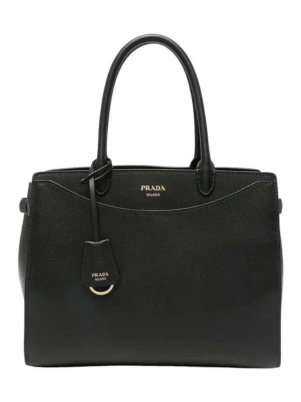 Prada Calf Leather Top Handle Bag - Black