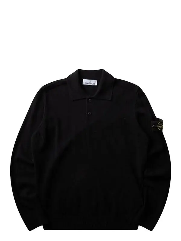 Stone Island Rws Fine Knit Polo Sweater - Black