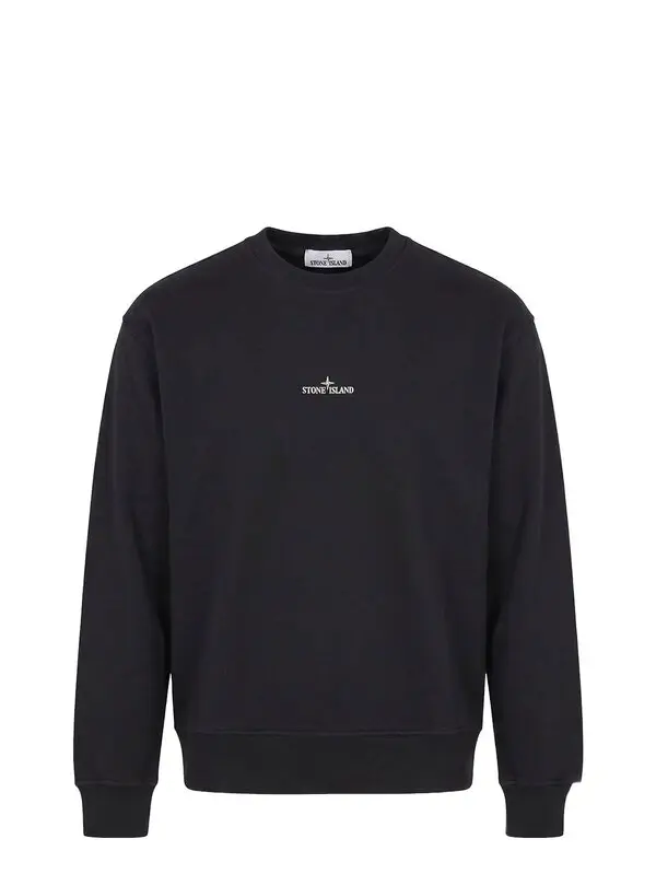 Stone Island Oversized-fit Crewneck Sweatshirt With `blurred Compass` Print - Black