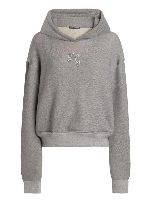Dolce & Gabbana Embroidered Fleece Hoodie - Grey