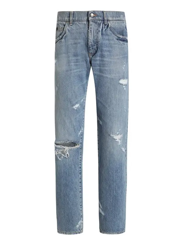 Dolce & Gabbana Distressed Denim Trousers - Multicolor
