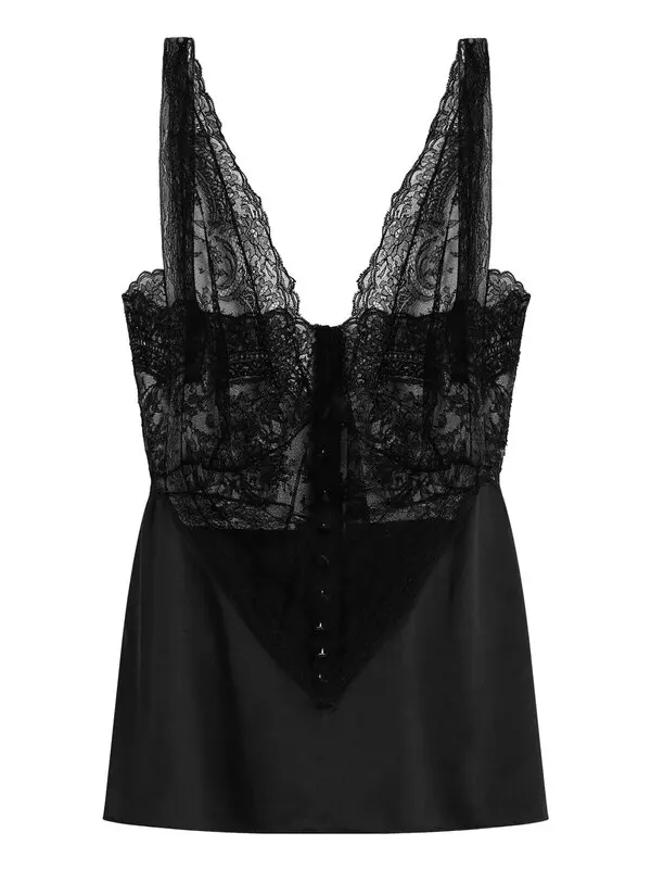 Dolce & Gabbana Silk And Lace Top - Black