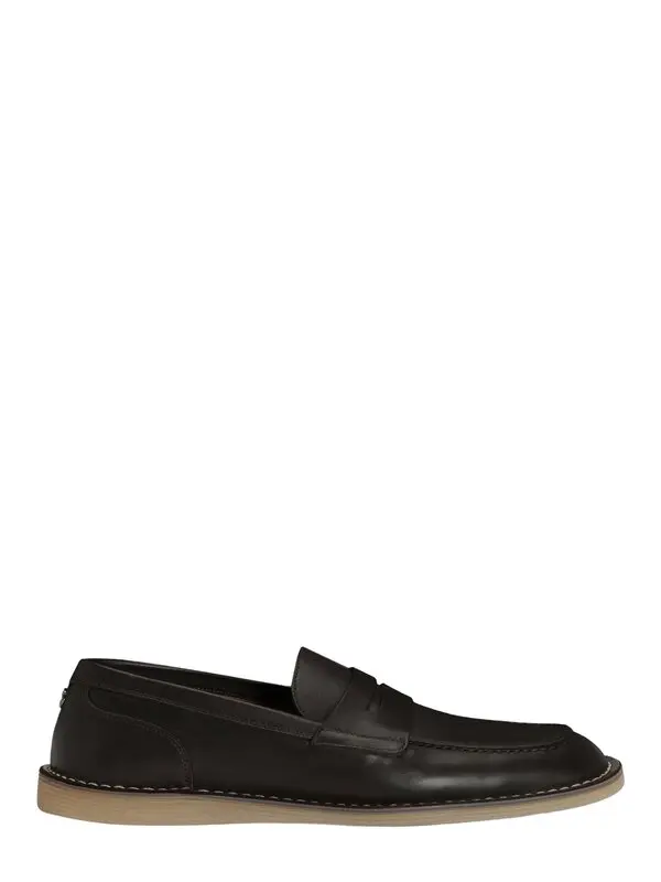 Dolce & Gabbana Calfskin Loafers With Dg Accessory - Brown