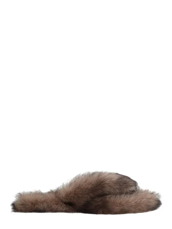 Dolce & Gabbana Shearling Flip-flops - Brown