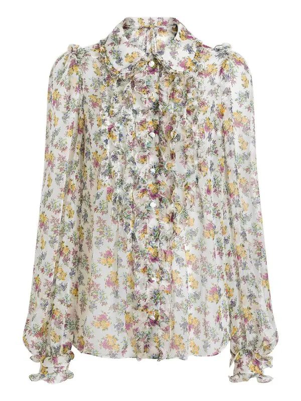 Dolce & Gabbana Small Floral-print Chiffon Shirt - Multicolor
