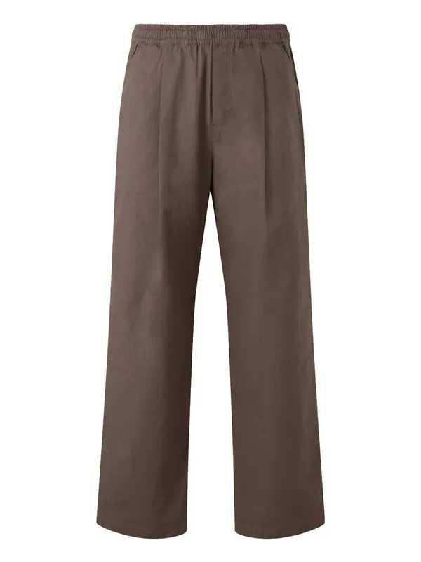 Folk Straight-leg Pleated Cotton-blend Ripstop Trousers - Brown