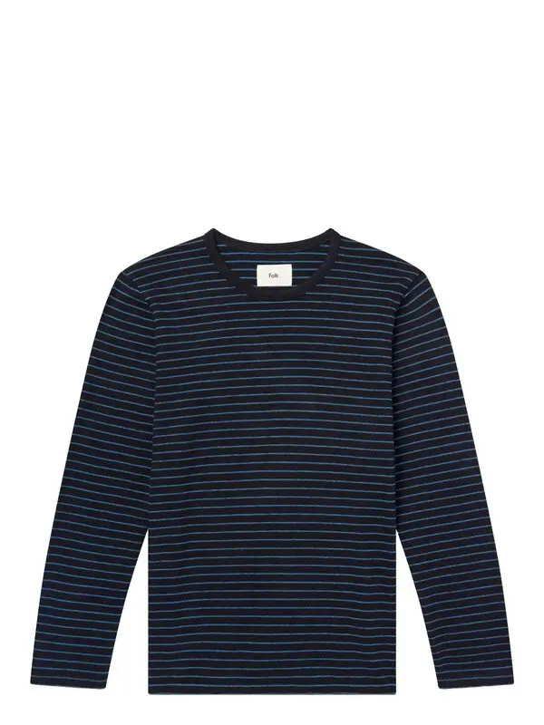 Folk Striped Cotton T-shirt - Black