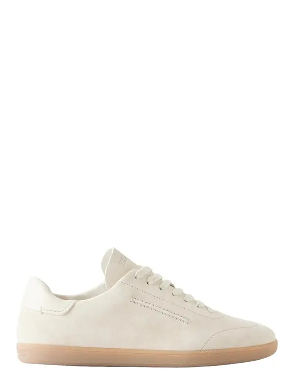 Zegna 232 Leather-trimmed Suede Sneakers - White
