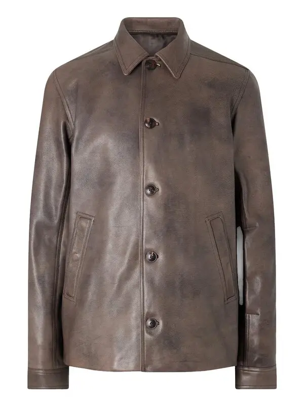 Rick Owens Brad Leather Jacket - Brown