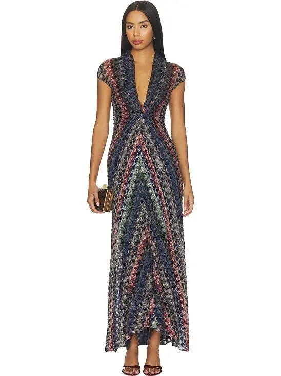 Missoni Long Dress In Navy - Multi Dark Version